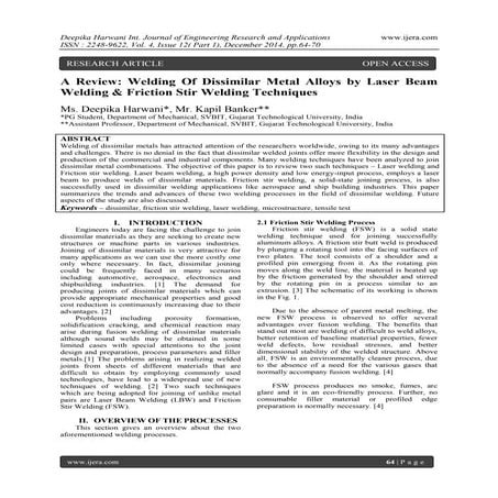 A Review: Welding Of Dissimilar Metal Alloys by Laser Beam Welding ...