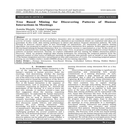 Tree Based Mining for Discovering Patterns of Human Interactions in Meetings | PDF