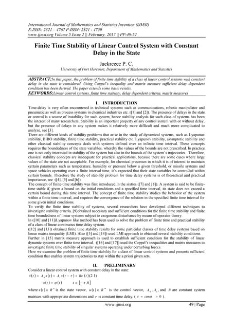 Continuous time markov jump linear system | PDF | Physics | Science