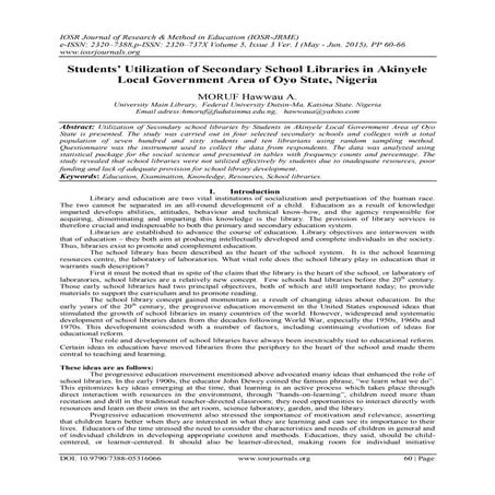 Students’ Utilization of Secondary School Libraries in Akinyele Local ...