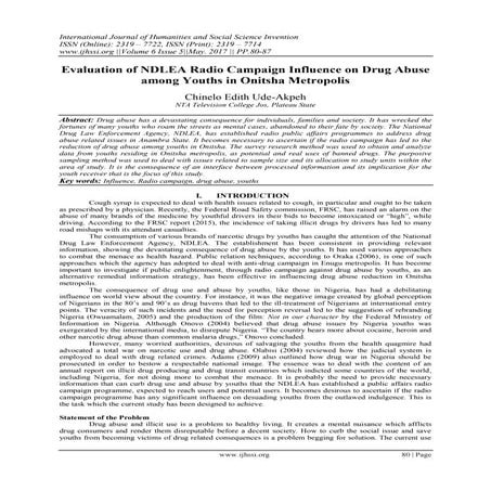 Evaluation of NDLEA Radio Campaign Influence on Drug Abuse among Youths ...