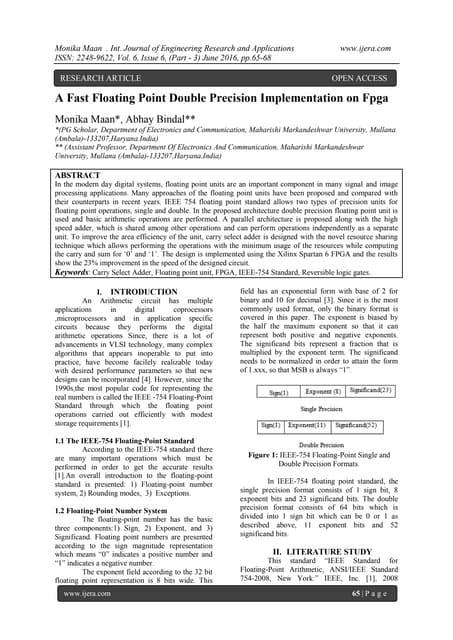 A Fast Floating Point Double Precision Implementation On Fpga Pdf