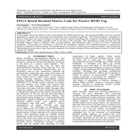 Fpga Based Decimal Matrix Code For Passive Rfid Tag Pdf