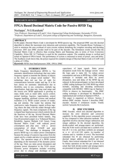 Fpga Based Decimal Matrix Code For Passive Rfid Tag Pdf