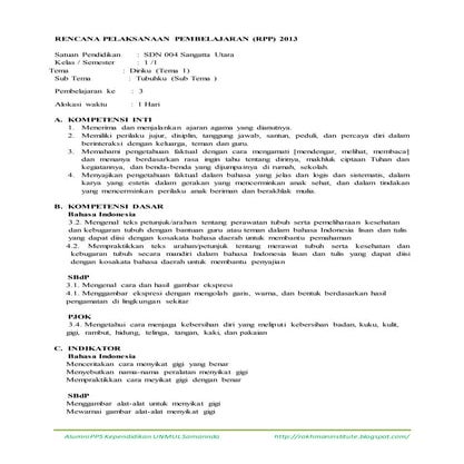 K1 t1-st3-p6 rpp tema 1 kelas 1sub tema 3 (4) | PDF