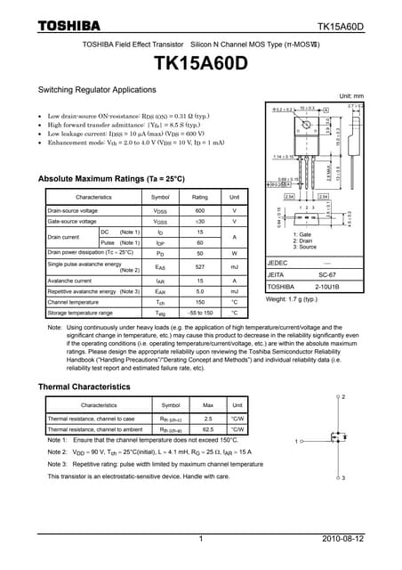 Original MOSFET N-CHANNEL K16A60W 16A60 K16A60 16A 600V New Toshiba | PDF