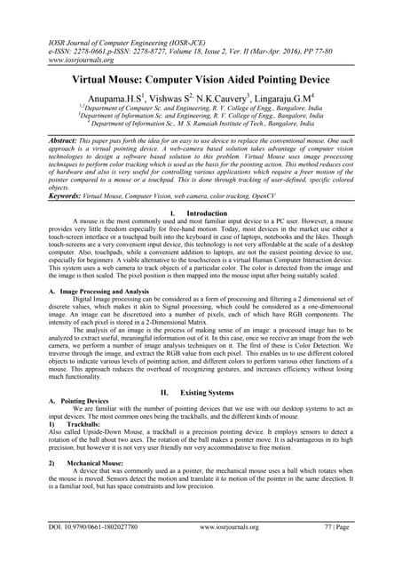 Virtual Mouse using hand gesture recognition | PPT