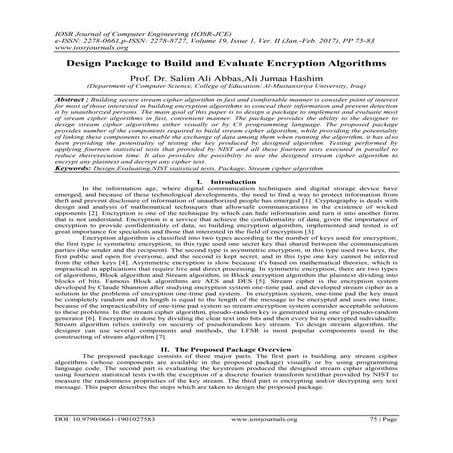Design Package to Build and Evaluate Encryption Algorithms | PDF