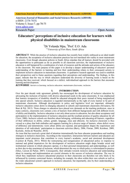 Inclusion of Learners with Autism Spectrum Disorders (ASD) in Lesotho Primary Schools | PDF