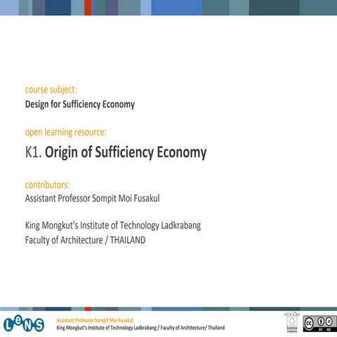 K1 Sufficiency Economy Moi Kmitl 20 May09 | PPT