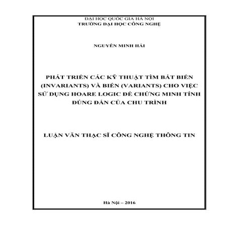 Phát triển các kỹ thuật tìm bất biến và biến sử dụng Hoare logic | PDF