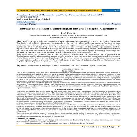 Debate on Political Leadership,in the era of Digital Capitalism | PDF