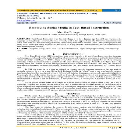 Employing Social Media in Text-Based Instruction | PDF