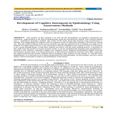 Development of Cognitive Instruments in Epidemiology Using Asyncronous Methods | PDF