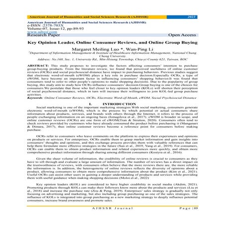 Key Opinion Leader, Online Consumer Reviews, and Online Group Buying | PDF