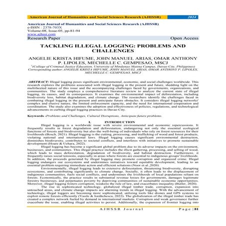 TACKLING ILLEGAL LOGGING: PROBLEMS AND CHALLENGES | PDF