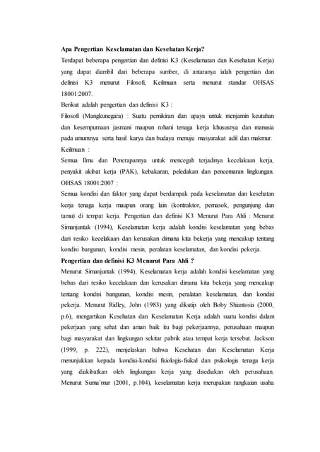 PPT kesehatan dan keselamatan kerja (K3) | PPT