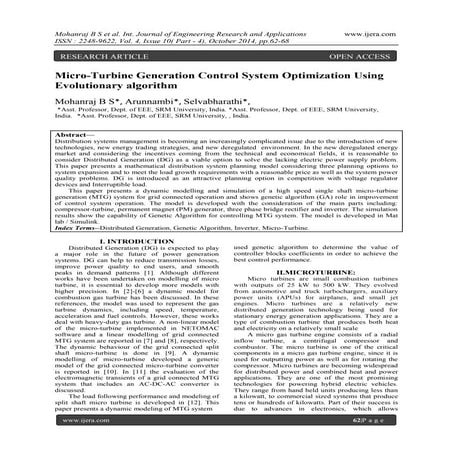Micro-Turbine Generation Control System Optimization Using Evolutionary algorithm | PDF