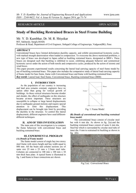 Buckling Restrained Braces (BRB) in framed structures as Structural Fuses in Seismic Regions – A ...
