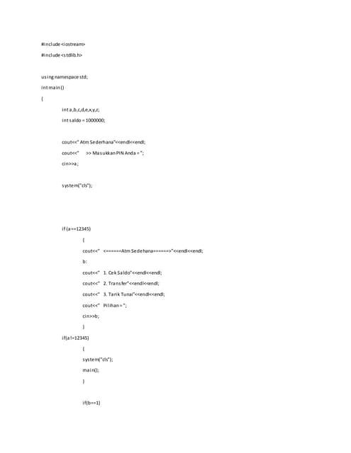 Atm machine using c++