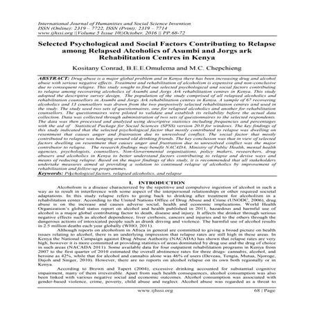 Selected Psychological and Social Factors Contributing to Relapse among ...