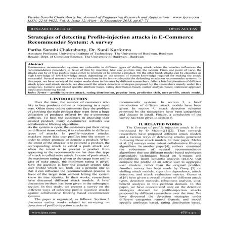 Strategies Of Detecting Profile Injection Attacks In E Commerce Recommender System A Survey Pdf 