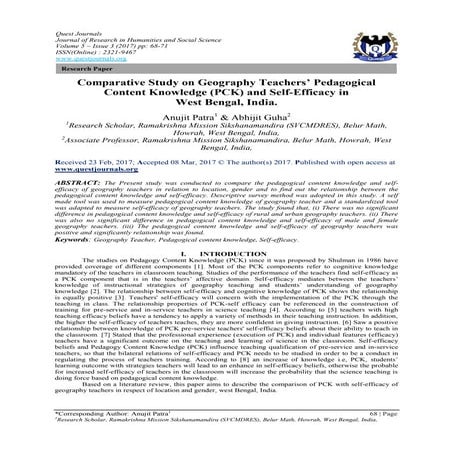 Comparative Study on Geography Teachers’ Pedagogical Content Knowledge ...