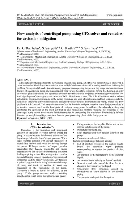 REVIEW OF FLOW DISTRIBUTION NETWORK ANALYSIS FOR DISCHARGE SIDE OF CENTRIFUGAL PUMP | PDF