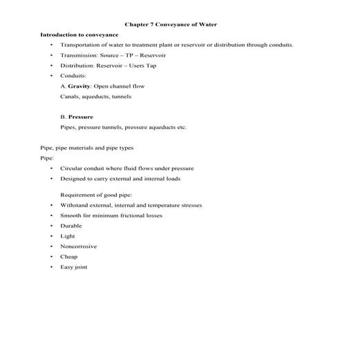 Chapter 9 gravity flow water supply system | PDF