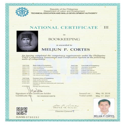 Tesda license_nc_iii_bookkeeping | PDF