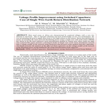 Voltage Profile Improvement using Switched Capacitors: Case of Single Wire Earth Return ...