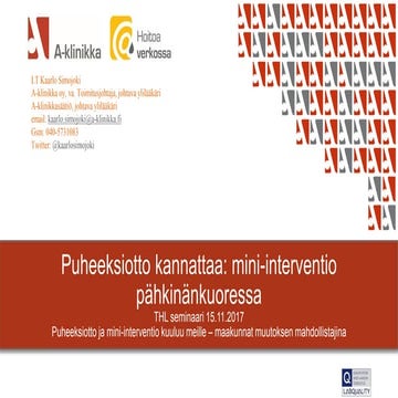 Kaarlo Simojoki: Puheeksiotto kannattaa | PPT