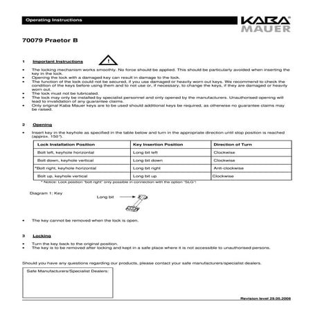 Kaba 70079 operating-instructions_en_01 | PDF