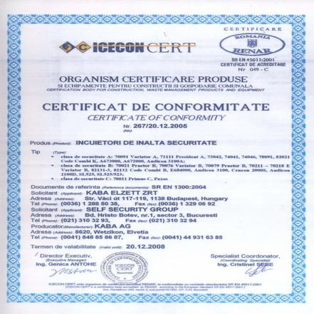 Kaba certificate icecon_01 | PDF
