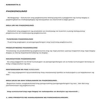 Kabanata 6 pag konsumo | PDF