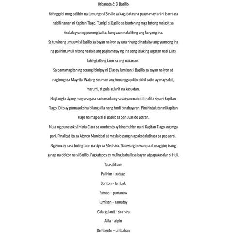 EL FILIBUSTERISMO Kabanata 6 ''Si Basilio'' | PPTX
