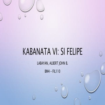 Kabanata vi si felipe (banaag at sikat) | PPT