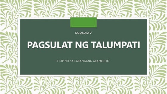 MGA URI NG TALUMPATI | PPT