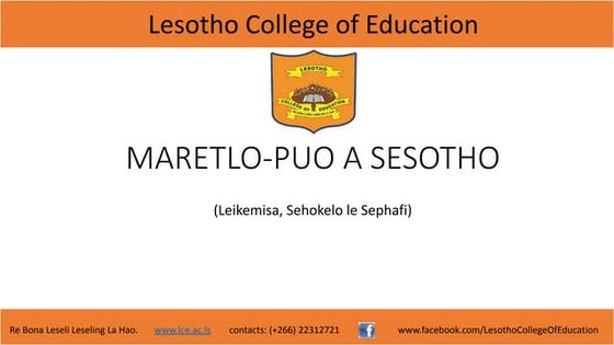 LEBOLLO LA SESOTHO LA BASHEMANE | PPT