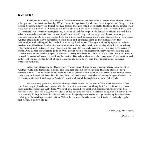 Melody Katanyag BACR 2-1-Kabisera | PDF | Family and Relationships