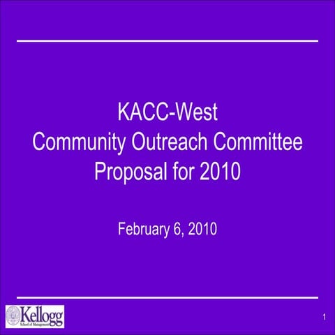 KACC-W Community Outreach Committee 2010 Plan | PPT