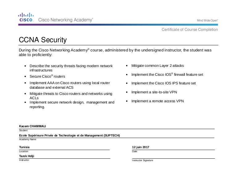 CISCO CCNA Security Certificate