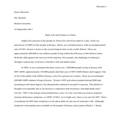 Daily Life and Culture In Africa | DOCX