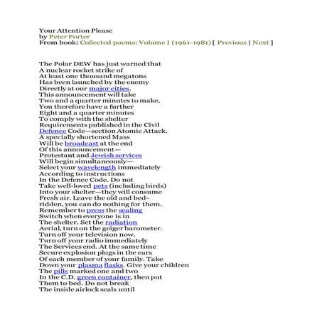 Peter Porter Your attention please Australian poem | DOCX