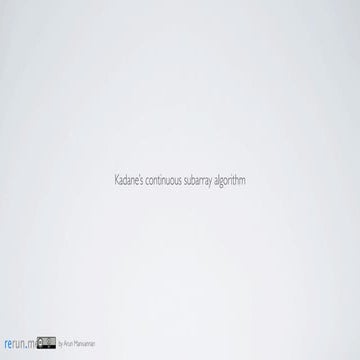 Kadanes Continuous Subarray Algorithm Key