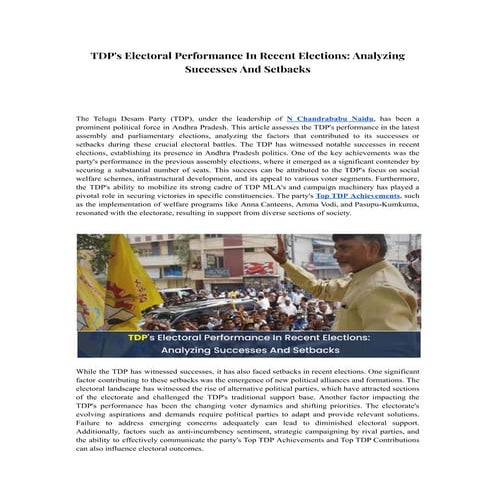 TDP's Electoral Performance In Recent Elections: Analyzing Successes ...