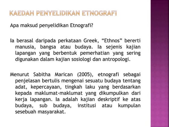 Kajian etnografi | PPT