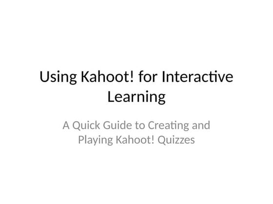 Kahoot powerpoint tutorial | PPTX