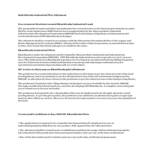 Kundli Industrial area Plot | DOCX
