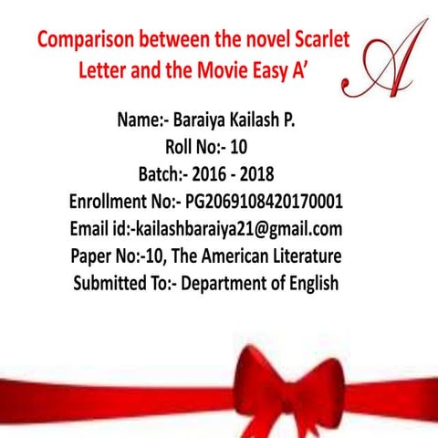 Comparison between the novel Scarlet Letter and the Movie Easy A | PPTX ...